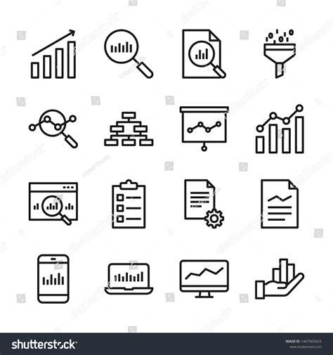 Data Analysis Line Icons Set Vector Stock Vector Royalty Free 1467065924 Shutterstock