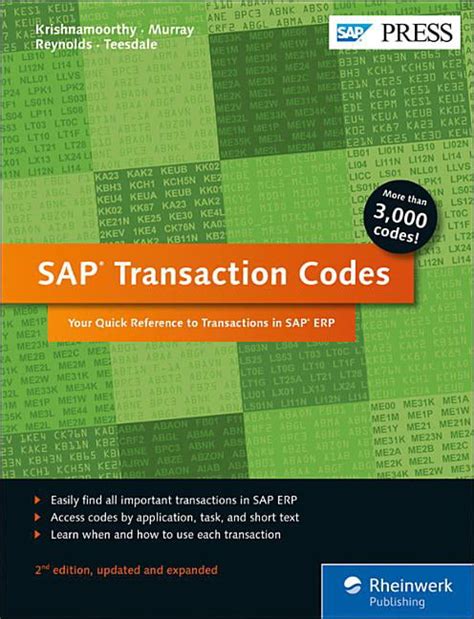 Sap Transaction Codes Your Quick Reference To Transactions In Sap Erp Paperback