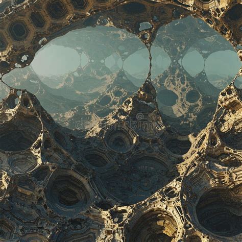 geometric structure featuring intricate honeycomb like patterns with large stock illustration