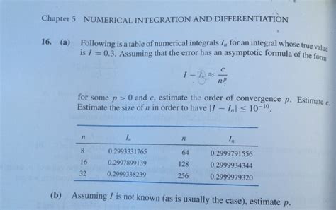 solved following is a table of numerical integrals i n for