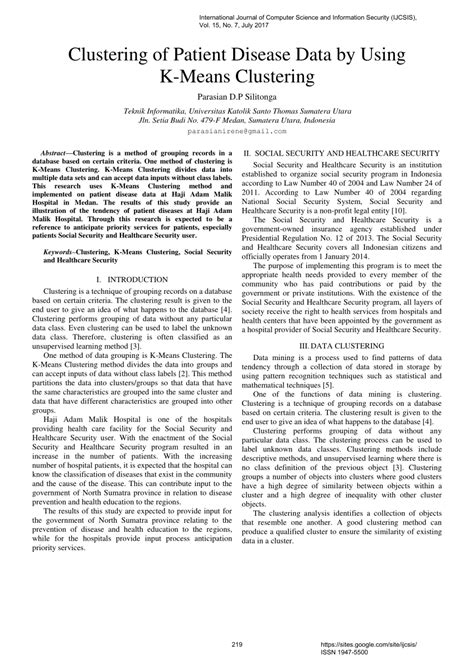 Pdf Clustering Of Patient Disease Data By Using K Means Clustering