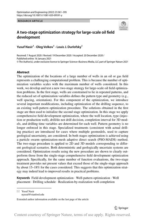 a two stage optimization strategy for large scale oil field development