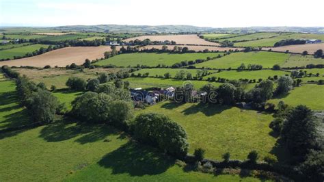 Fields And Trees Near A Farm In Ireland Summer Top View Irish Agrarian Landscape Nature