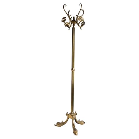 Ornate Brass Free Standing Coat Hat Rack Italian Hall Tree Stand Dolphin 1960s For Sale At 1stdibs