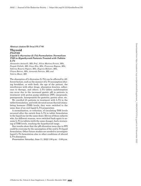 Pdf Psat366 Liquid L Thyroxine L T4 Formulation Normalizes Tsh In