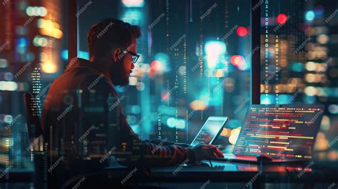 Premium Photo Agile Technology Development For Iot With Programmer Working On Software