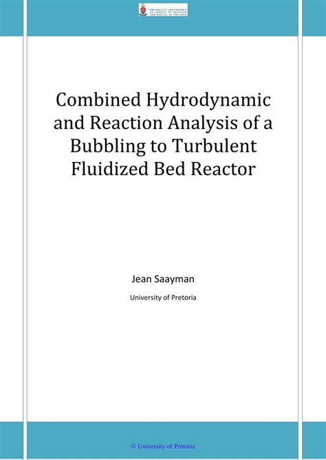 Pdf Combined Hydrodynamic And Reaction Analysis Of A Bubbling