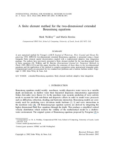 Pdf A Finite Element Method For The Two Dimensional Extended