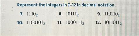 Solved Represent The Integers In In Decimal Chegg