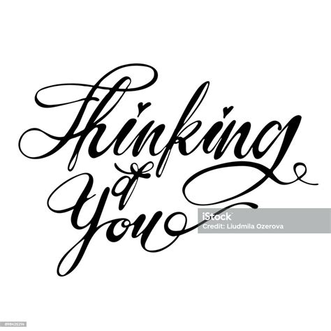 손으로 그린 벡터 글자 손으로 당신을 생각 하는 단어 벡터 일러스트 레이 션을 격리 현대 서 예를 손으로 엽서 포스터 지문 인사말 카드에 대 한 비문 검은색에 대한 스톡