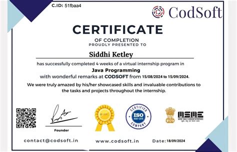 Siddhi Ketley On Linkedin Codsoft Internship Cip Javaprogramming