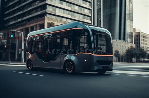 Self Driving Bus Autonomous Bus Driving In City Stock Illustration