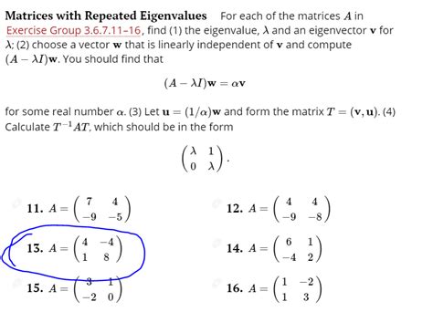 Solved Matrices With Repeated Eigenvalues For Each Of The
