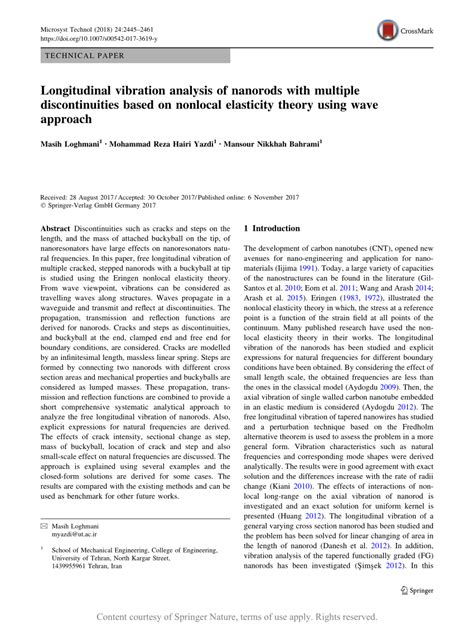 Longitudinal Vibration Analysis Of Nanorods With Multiple Discontinuities Based On Nonlocal