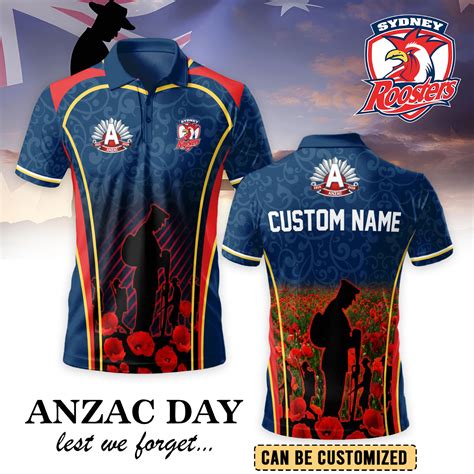 Aussiesmerch Sydney Roosters X Anzac Day Personalized Polo Shirt T
