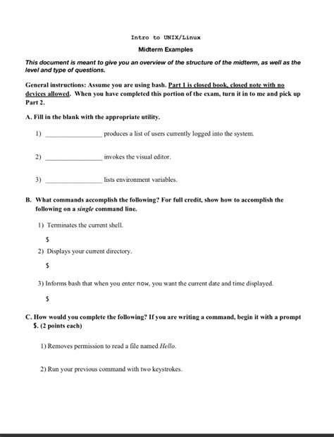 intro to unix linux midterm examples this document is