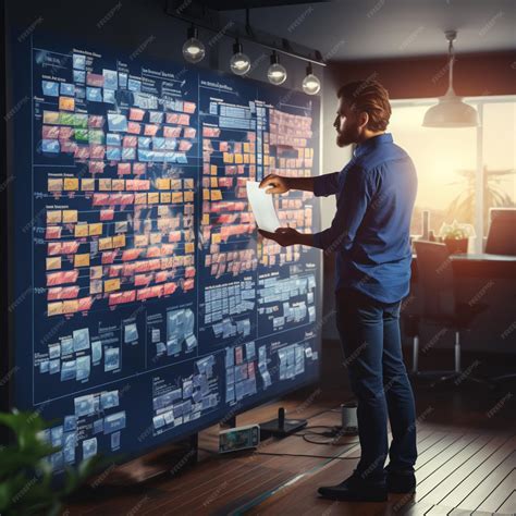 premium photo business developer using kanban board framework showing innovation agile