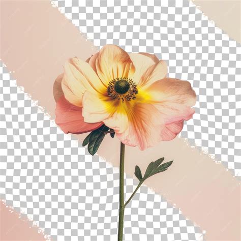 노란색 중심이 있는 꽃이 색 배경에 표시되어 있다 프리미엄 Psd 파일