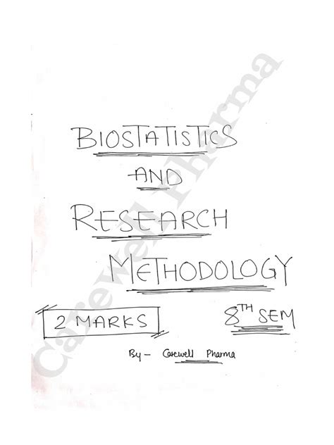 Biostatistics And Research Methodology 2 Marks Most Important Questions