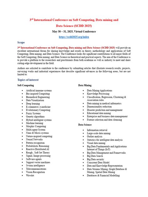 3rd International Conference On Soft Computing Data Mining And Data