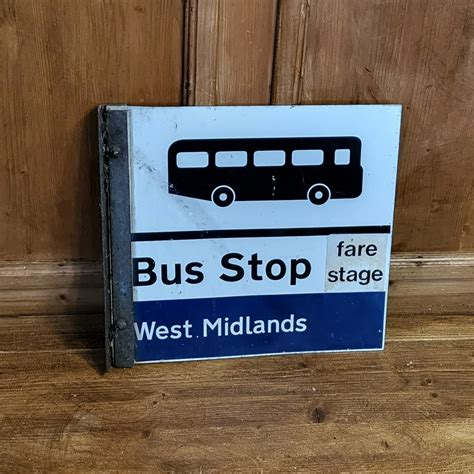 A West Midland Bus Stop Sign Double Sided Metal 13 X 12 Inches
