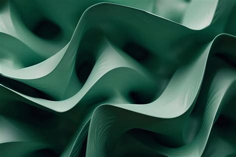 Abstract Green Waves And Curves In Surreal Art Style For Modern Backgrounds Premium Ai