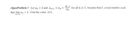 solved let a0 2 and an 1 an a2n 2 2an for all n equal
