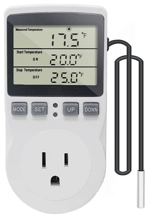 Digital Thermostat Outlet Plug Temperature Controller Outlet Socket 120v Heating Modern
