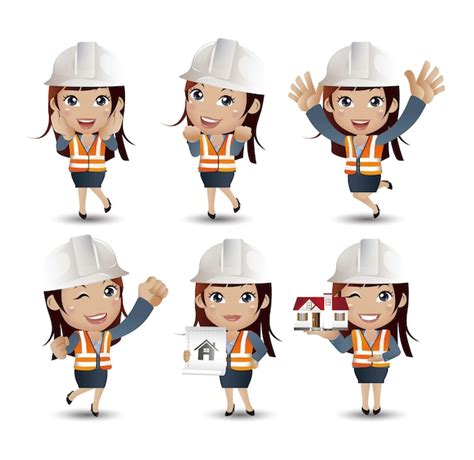 Premium Vector Set Of Engineer Worker