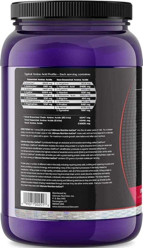 Ultimate Nutrition ISO Cool Whey Protein Aislado en polvo, sin grasa ...