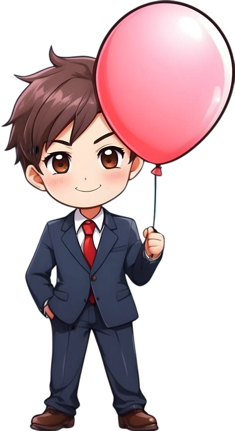 Ai Generated Business Man Cartoon Carry Balloon Ai Generative Png