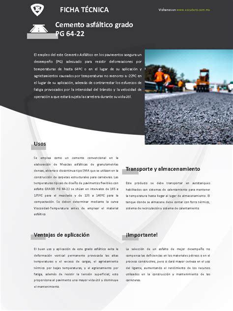 Asfalto Grado Pg 64 22 Escudero Asfaltos VisÍtanos En