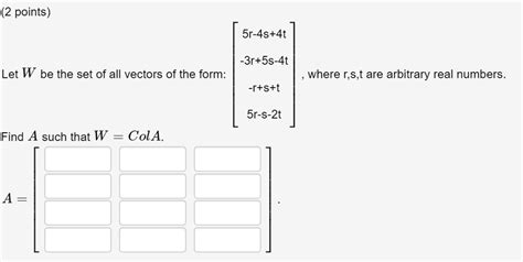 Solved Let WW Be The Set Of All Vectors Of The Form Chegg