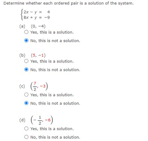 Solved Determine Whether Each Ordered Pair Is A Solution Of Chegg Com