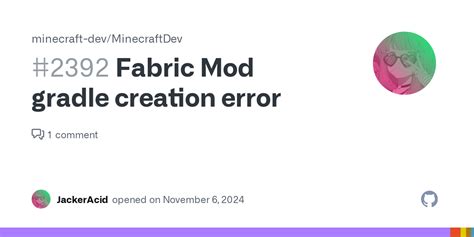 fabric mod gradle creation error · issue 2392 · minecraft dev