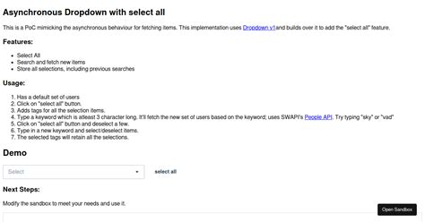 Select All Codesandbox