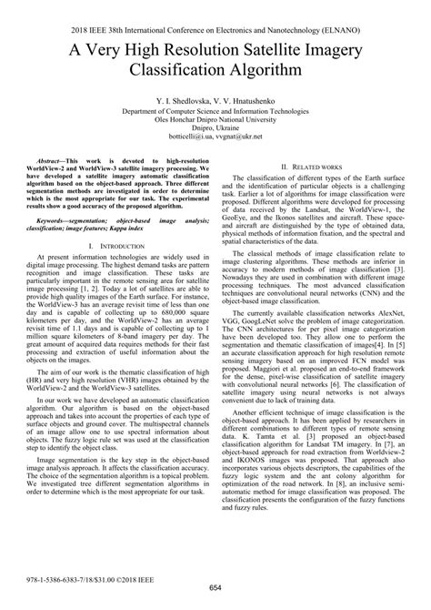 pdf a very high resolution satellite imagery classification algorithm