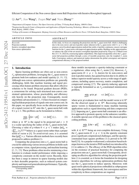 PDF Efficient Computation Of The Non Convex Quasi Norm Ball Projection With Iterative