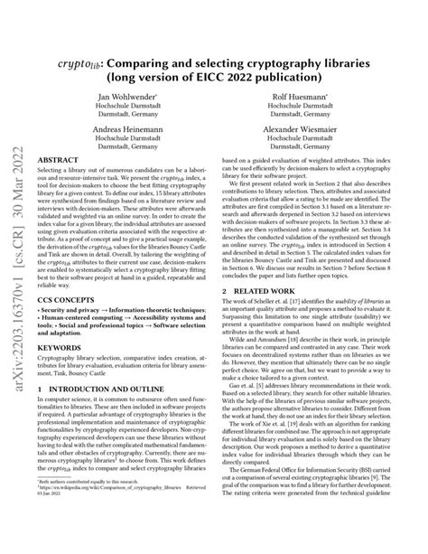 Cryptolib Comparing And Selecting Cryptography Libraries Long