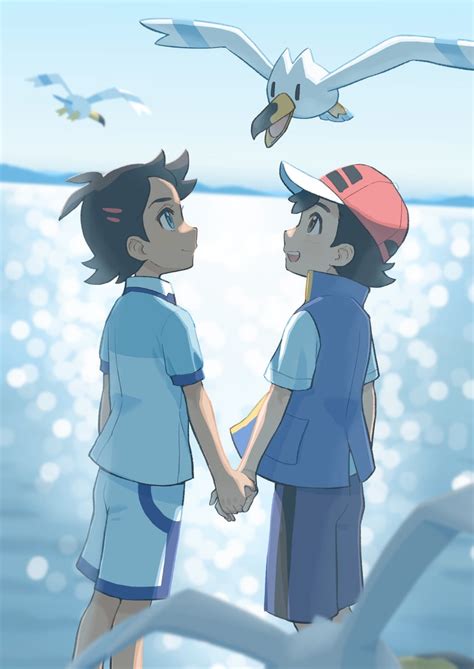 Ash Ketchum Goh And Wingull Pokemon And 2 More Drawn By Minato Mntnm Danbooru