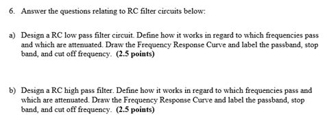 Solved Answer The Questions Relating To RC Filter Chegg