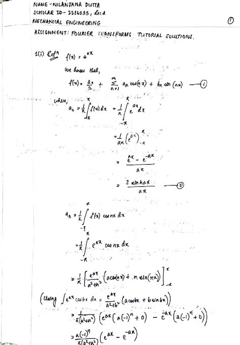 Fourier Transforms Tutorial Solutions Me 2216035 Assignment Studocu
