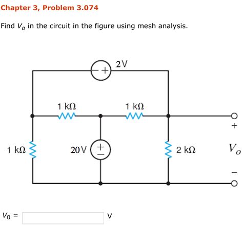 Solved Find V In The Circuit In The Figure Using Mesh Chegg