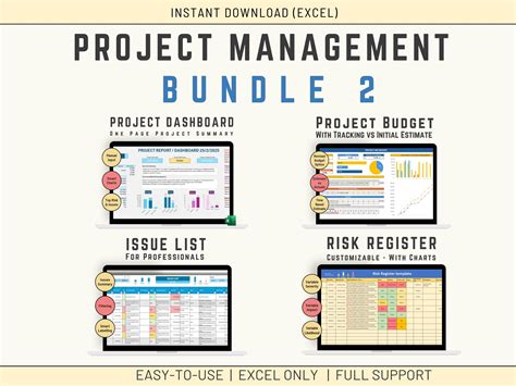 Excel Project Management Templates Bundle Including A Project Report A Project Budget A Risk