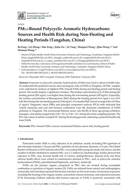 Pdf Pm25 Bound Polycyclic Aromatic Hydrocarbons Sources And Health Risk During Non Heating