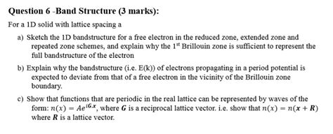 Solved Question Band Structure Marks For A D Solid Chegg