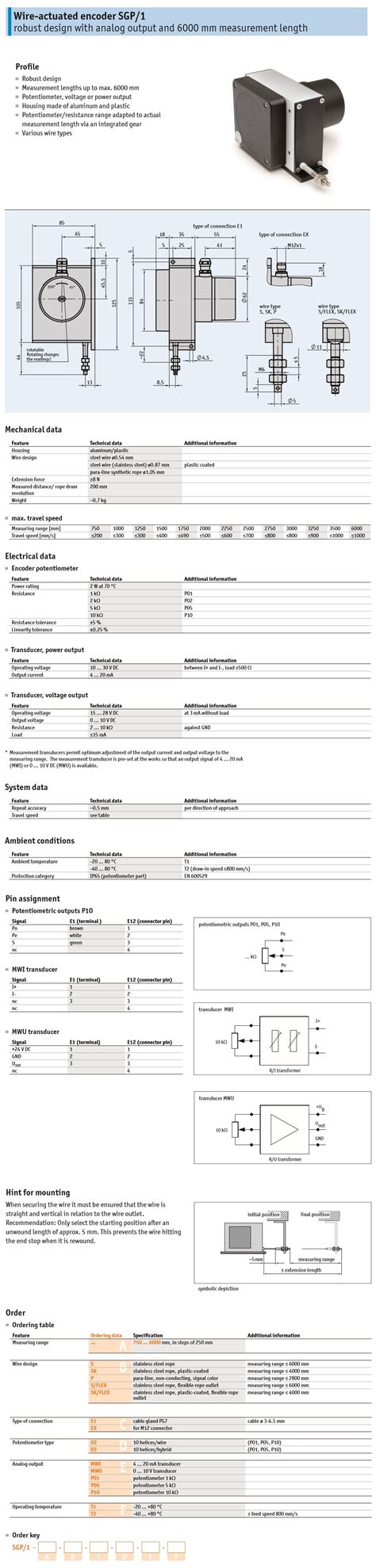 siko wire actuated encoder sgp 1 series