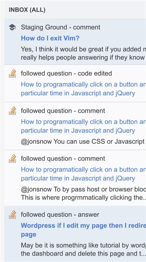 Inbox Improvements Marking Notifications As Read Unread And A Filtered Inbox View Meta Stack