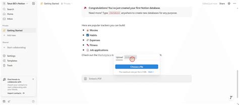 How to Embed PDF in Notion guia em vídeo de minuto