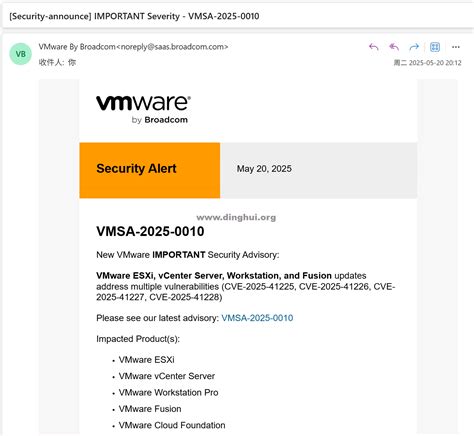 漏洞情报 vmware vcenter 认证后命令执行漏洞 cve 2025 41225 丁辉博客